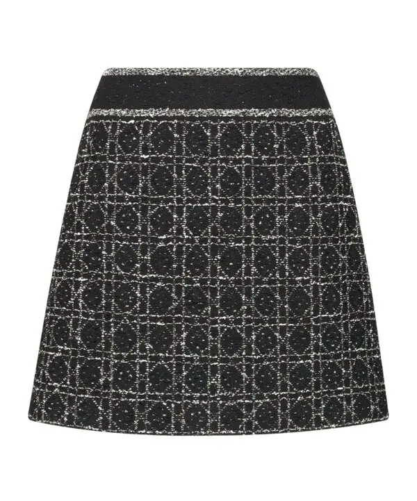 Dior Macrocannage Flared Miniskirt - Black/white