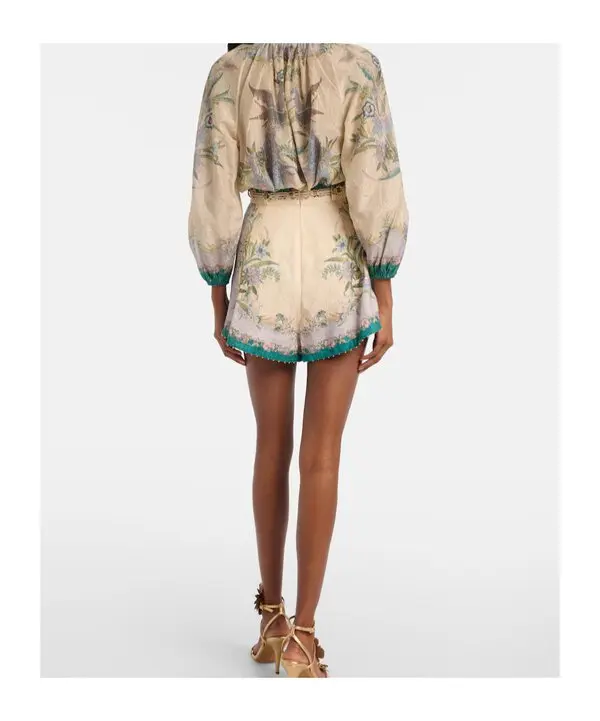 Zimmermann Printed Linen Shorts