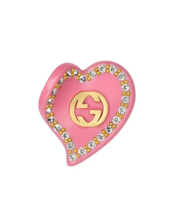 Gucci Interlocking G Heart Hair Clip - Pink