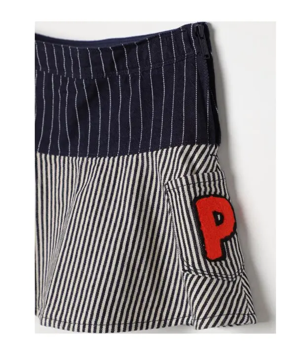 Kenzo Panelled Striped Washed Denim Skirt
