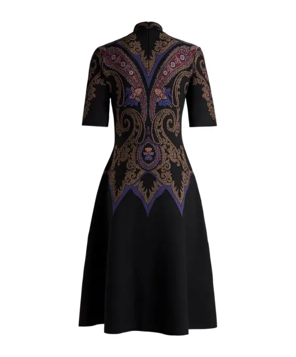 Etro Paisley-pattern Mock-neck Midi Dress - Black