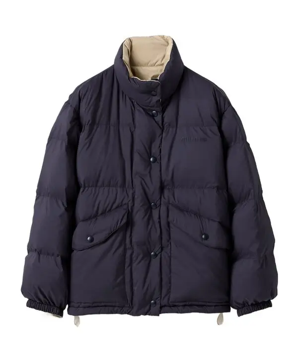 Miu Miu Reversible Technical Pongé Down Jacket - Beige/blue