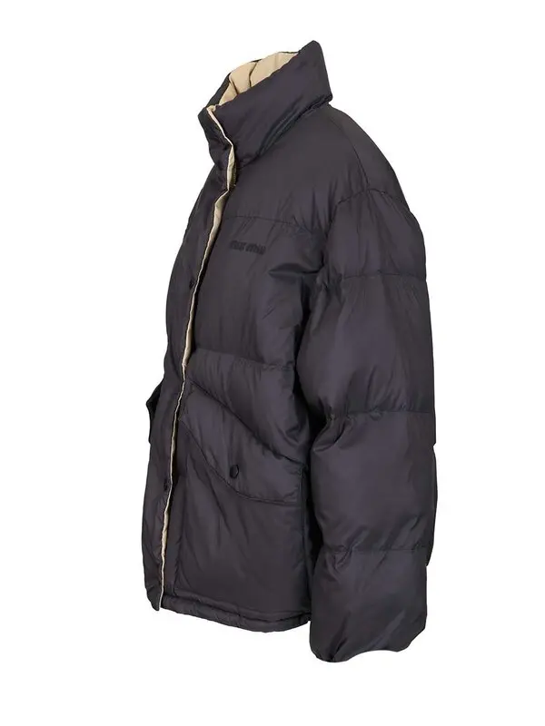 Miu Miu Reversible Technical Pongé Down Jacket - Beige/blue