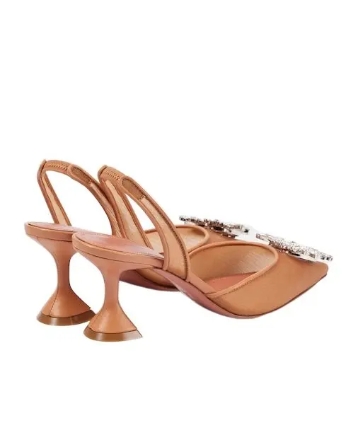 Amina Muaddi Embellished Mesh Slingback Pumps