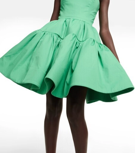 Oscar De La Renta Strapless Cotton Poplin Tiered Mini Dress