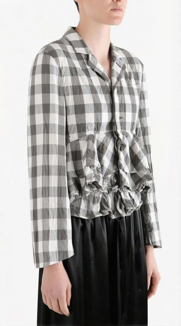 Comme Des Garçons Gingham-check Ruffled Jacket