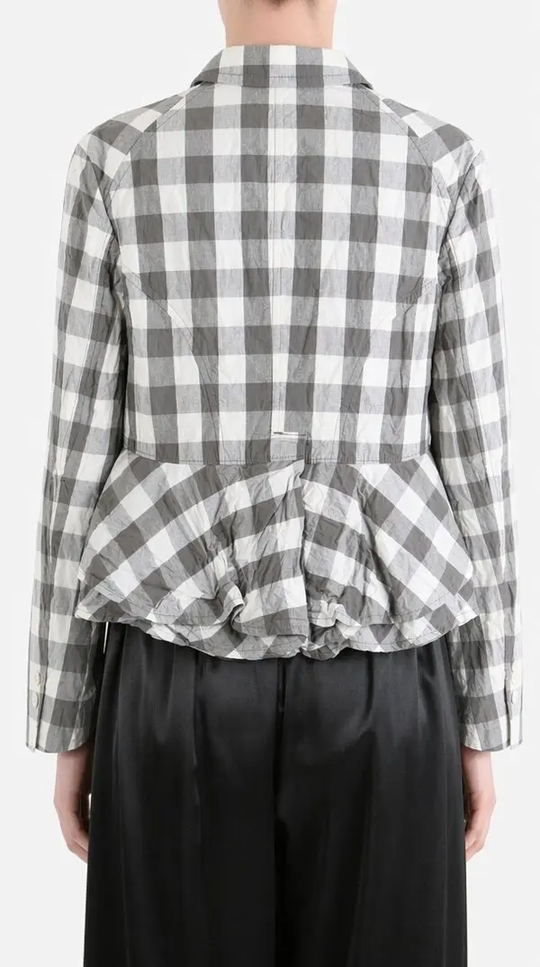 Comme Des Garçons Gingham-check Ruffled Jacket