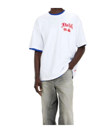 DIESEL® Cotton T-shirt With Flock Graphic