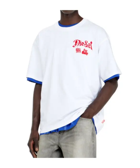 DIESEL® Cotton T-shirt With Flock Graphic