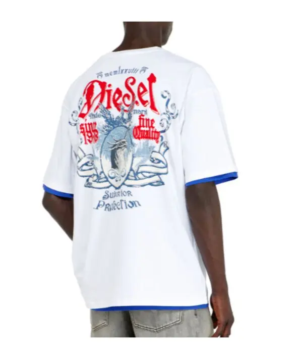 DIESEL® Cotton T-shirt With Flock Graphic