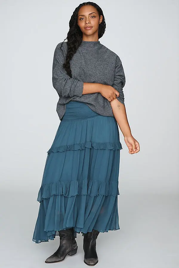 Anthropologie Tiered Balkans Maxi Skirt - Stargazer