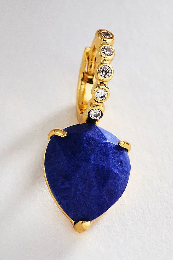 Anthropologie Gemstone Huggie Hoop Earrgs - Lapis