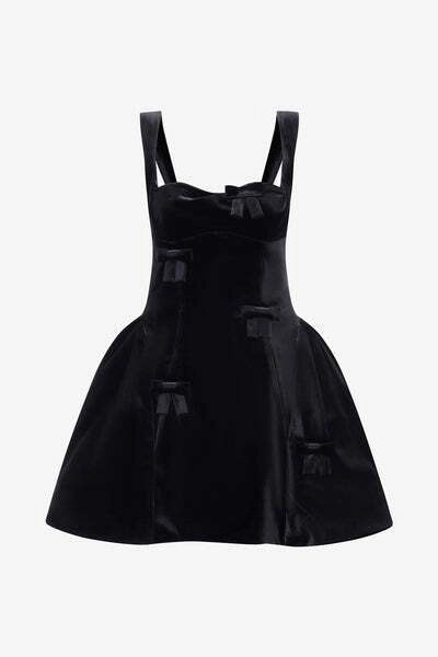 LEO LIN Ariel Velvet Bow Mini Dress