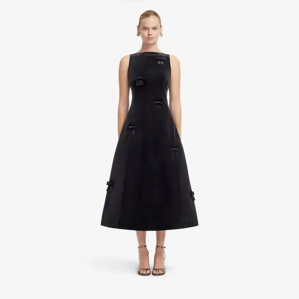 LEO LIN Cleo Velvet Bow Sleeveless Midi Dress