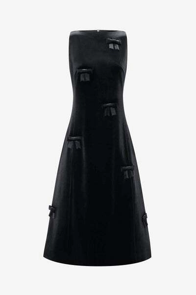 LEO LIN Cleo Velvet Bow Sleeveless Midi Dress