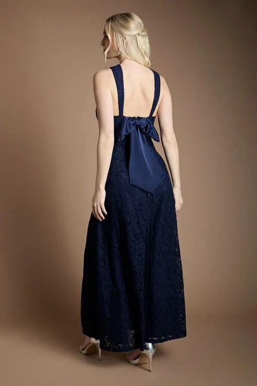 Coast Lace Cross Halterneck Maxi Dress - Navy