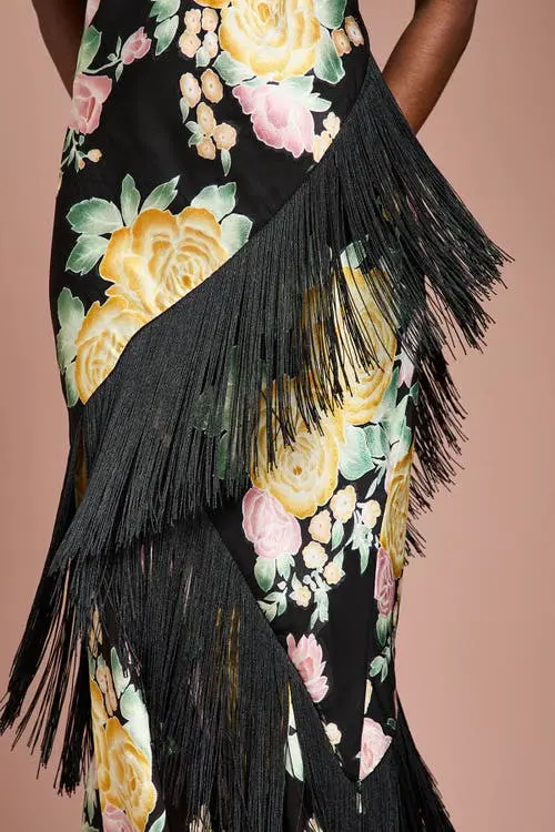 Coast Strappy Floral Fringe Maxi Dress