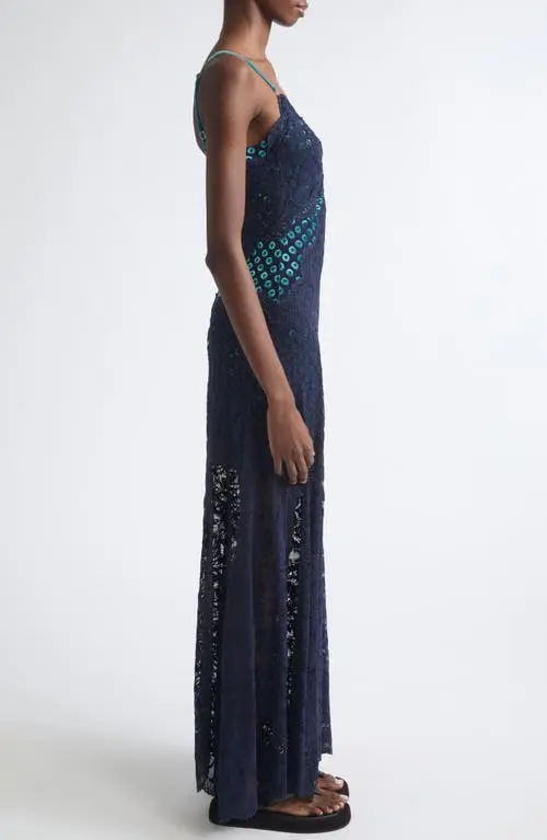 Rabanne Embroidered Stretch Lace Maxi Dress