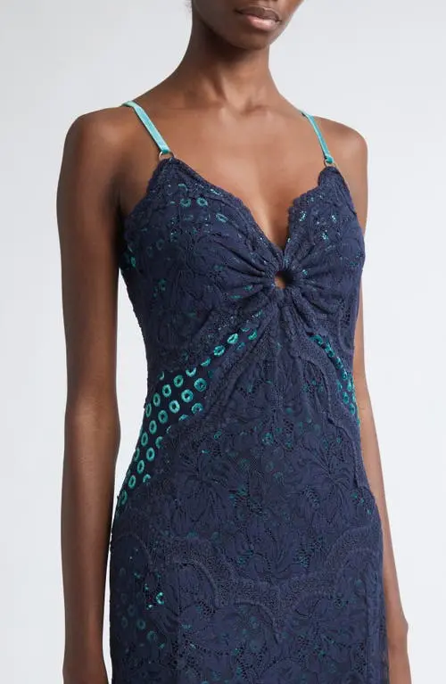 Rabanne Embroidered Stretch Lace Maxi Dress