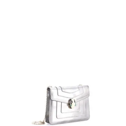 BVLGARI Serpenti Forever Square Shoulder Bag Metallic Leather Small
