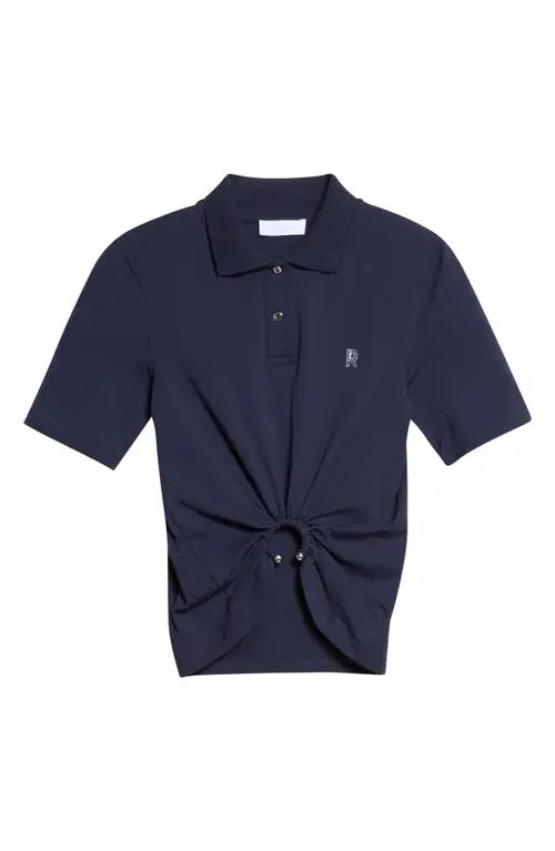 Rabanne Pierced Stretch Cotton Polo - Deep Navy