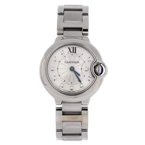 CARTIER Ballon Bleu De Quartz Watch Stainless Steel With Diamond Markers 28 - Metallic Silver