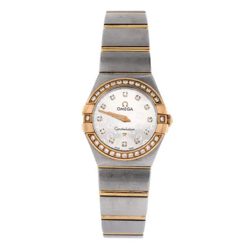 OMEGA Constellation Quartz Watch Stainless Steel And Rose Gold With Diamond Bezel And Markers 30 - Metallic Silver