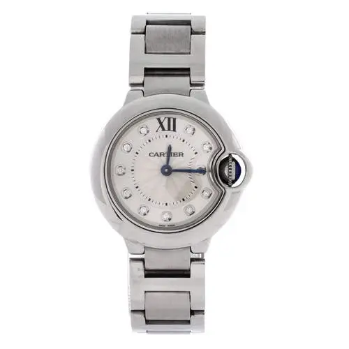 CARTIER Ballon Bleu De Quartz Watch Stainless Steel With Diamond Markers 28 - Metallic Silver