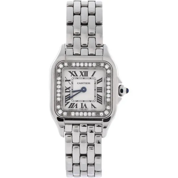 CARTIER Panthere De Quartz Watch Stainless Steel With Diamond Bezel 22 - Metallic Silver