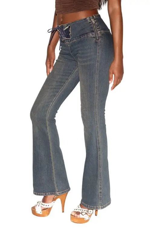 TIGER MIST Riona Flare Jeans With Butterfly Appliqu