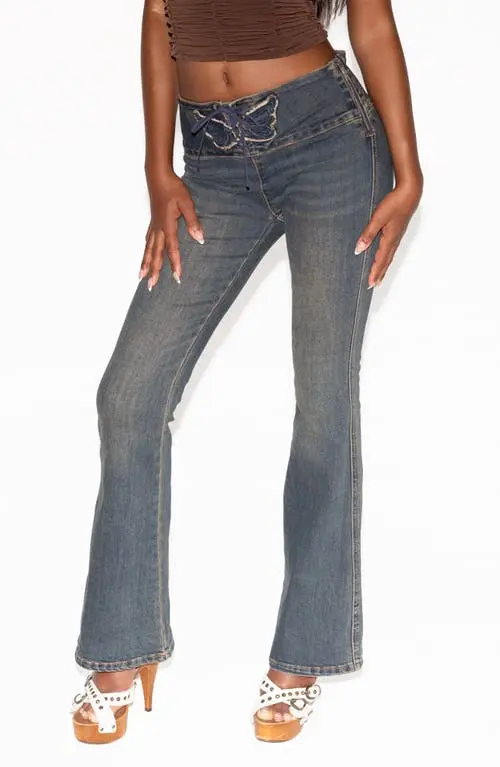 TIGER MIST Riona Flare Jeans With Butterfly Appliqu