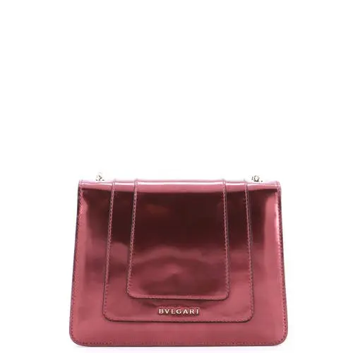 BVLGARI Serpenti Forever Square Shoulder Bag Metallic Leather Small