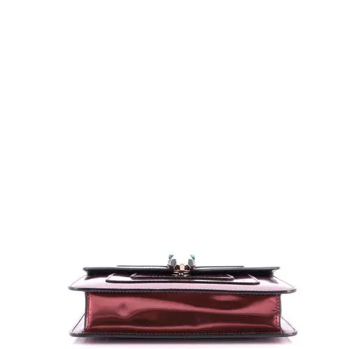 BVLGARI Serpenti Forever Square Shoulder Bag Metallic Leather Small