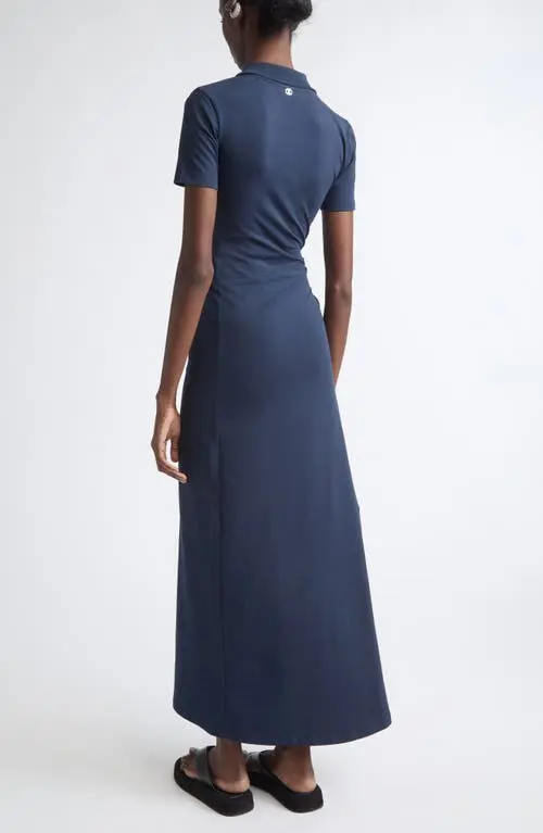 Rabanne Piercing Cotton Jersey Maxi Polo Dress - Deep Navy
