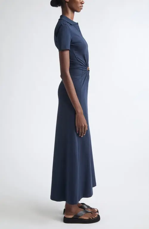 Rabanne Piercing Cotton Jersey Maxi Polo Dress - Deep Navy