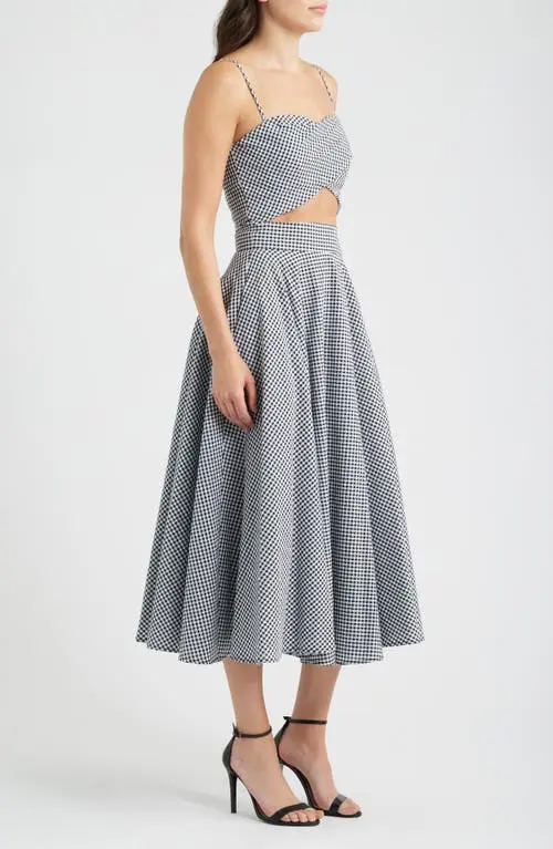 Black Halo Aysha Check Cotton Seersucker Sundress