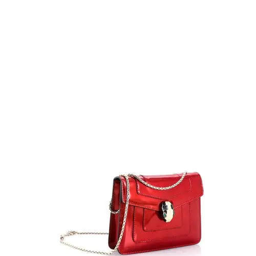 BVLGARI Serpenti Forever Square Shoulder Bag Metallic Leather Small