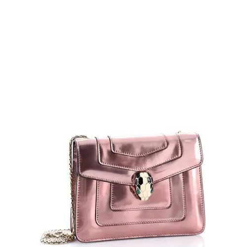 BVLGARI Serpenti Forever Square Shoulder Bag Metallic Leather Small