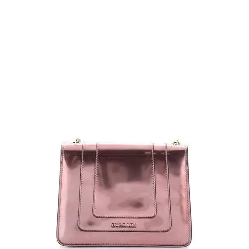 BVLGARI Serpenti Forever Square Shoulder Bag Metallic Leather Small