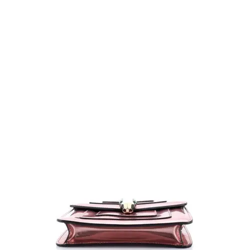 BVLGARI Serpenti Forever Square Shoulder Bag Metallic Leather Small