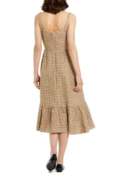 Mac Duggal Boucle Sleeveless A-line Midi Dress