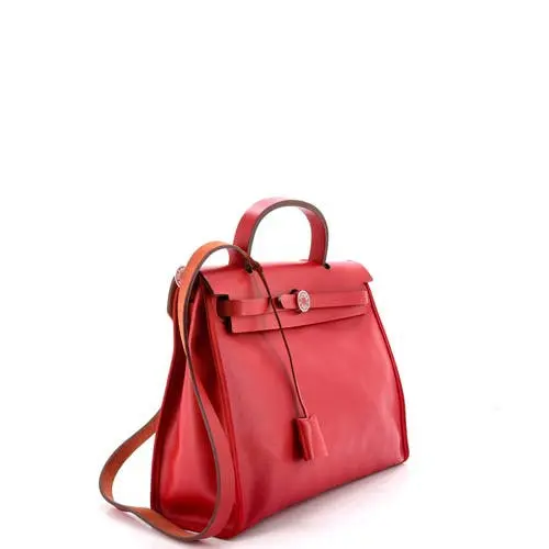 Hermès Herbag Zip Berline Vache Canvas And Leather 31 - Red