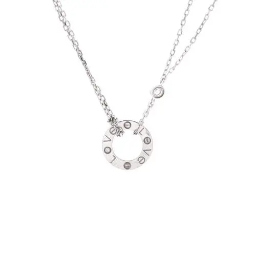 CARTIER 2 Diamonds Love Pendant Necklace 18k White Gold With Diamonds - Metallic Gold