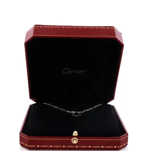 CARTIER 2 Diamonds Love Pendant Necklace 18k White Gold With Diamonds