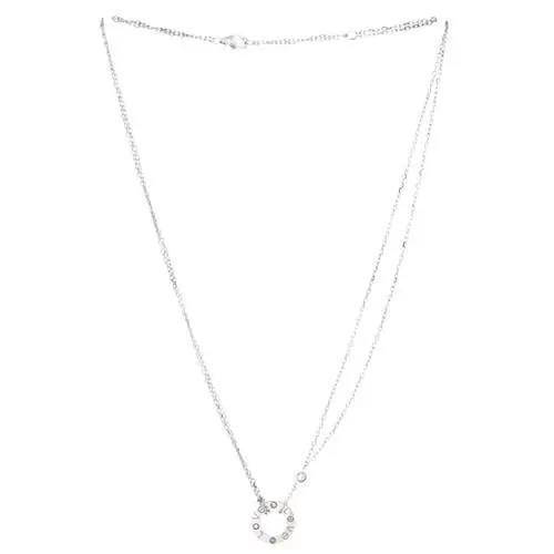 CARTIER 2 Diamonds Love Pendant Necklace 18k White Gold With Diamonds