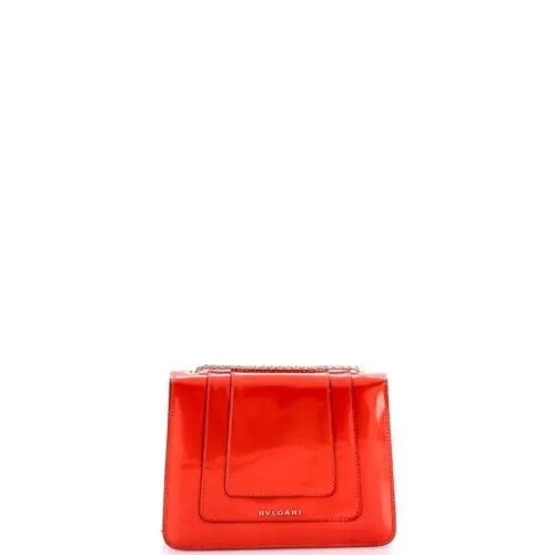 BVLGARI Serpenti Forever Square Shoulder Bag Metallic Leather Small