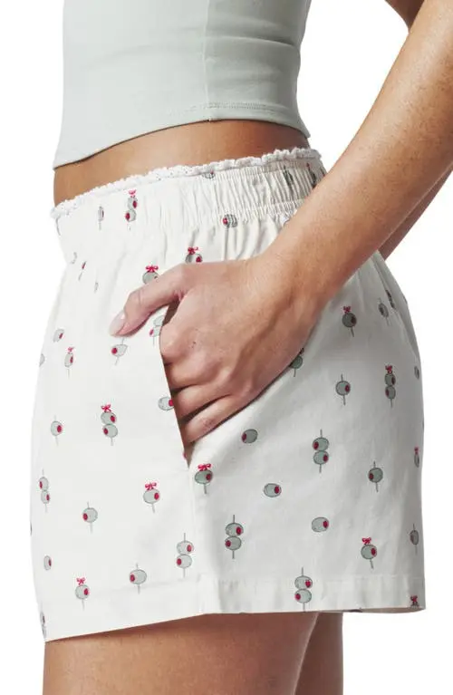 FLORENCE BY MILLS Lace Trim Boxer Shorts - Olive Print