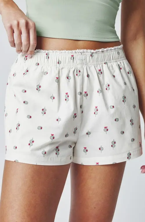 FLORENCE BY MILLS Lace Trim Boxer Shorts - Olive Print