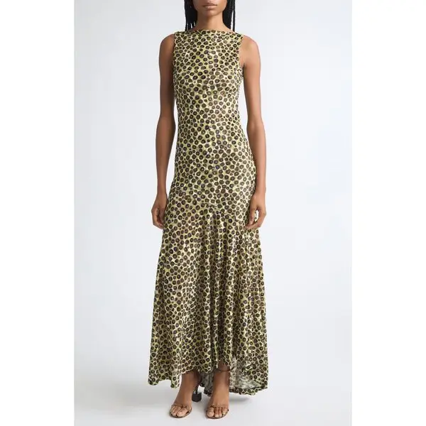 SIEDRES Velvet Devoré Maxi Dress - Black Multi