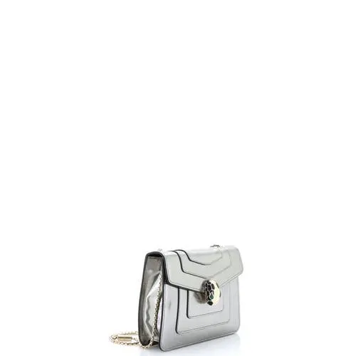 BVLGARI Serpenti Forever Square Shoulder Bag Metallic Leather Small